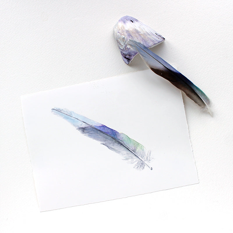 Parrot Feather Watercolor Painting – Trowel and Paintbrush