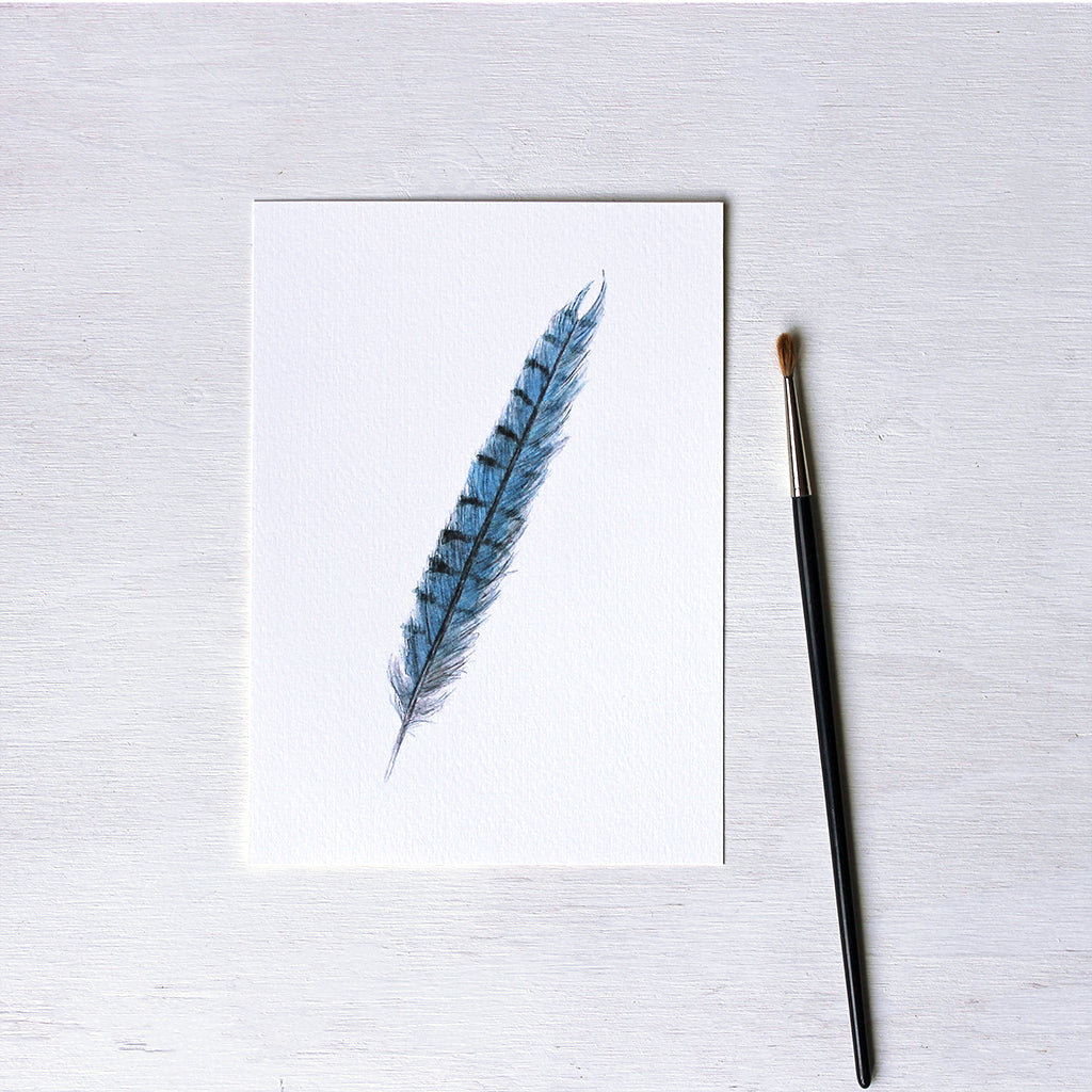 Blue Jay Feather Art Print – Trowel and Paintbrush