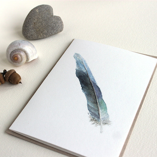 Blue Feather Note Card Set – Trowel and Paintbrush