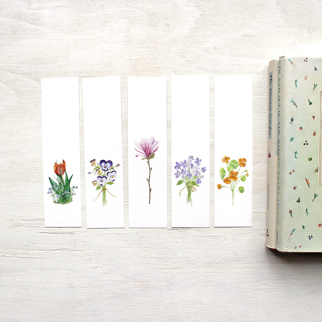 Flowers Watercolor Bookmark Set – Trowel and Paintbrush