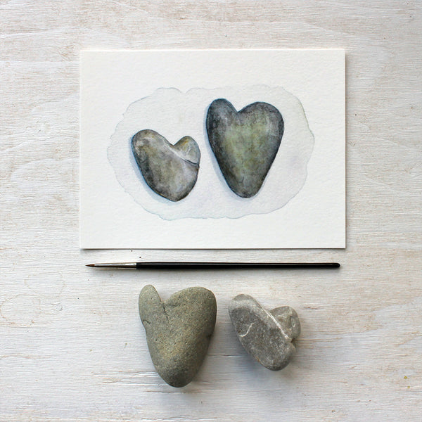Two Heart Rocks Watercolor Print – Trowel and Paintbrush