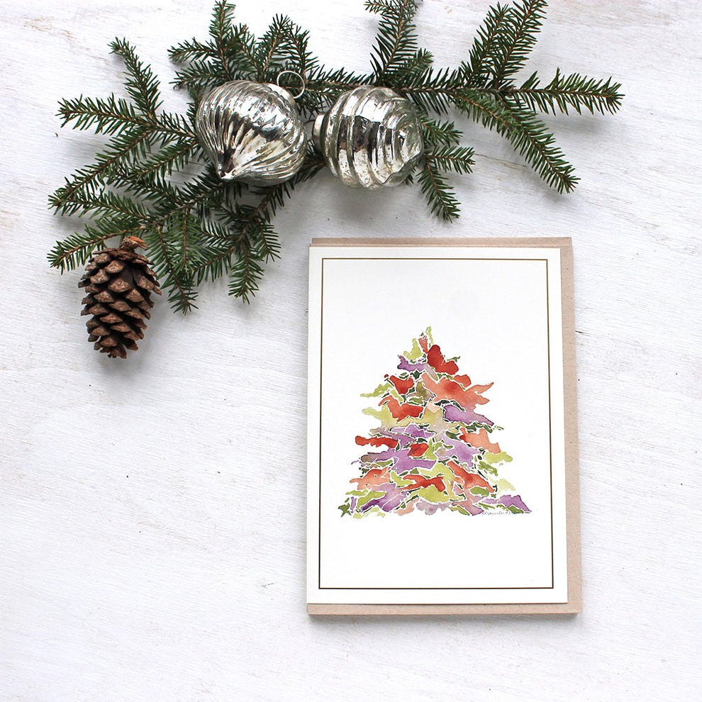 Watercolor Tree Holiday Cards – Trowel and Paintbrush